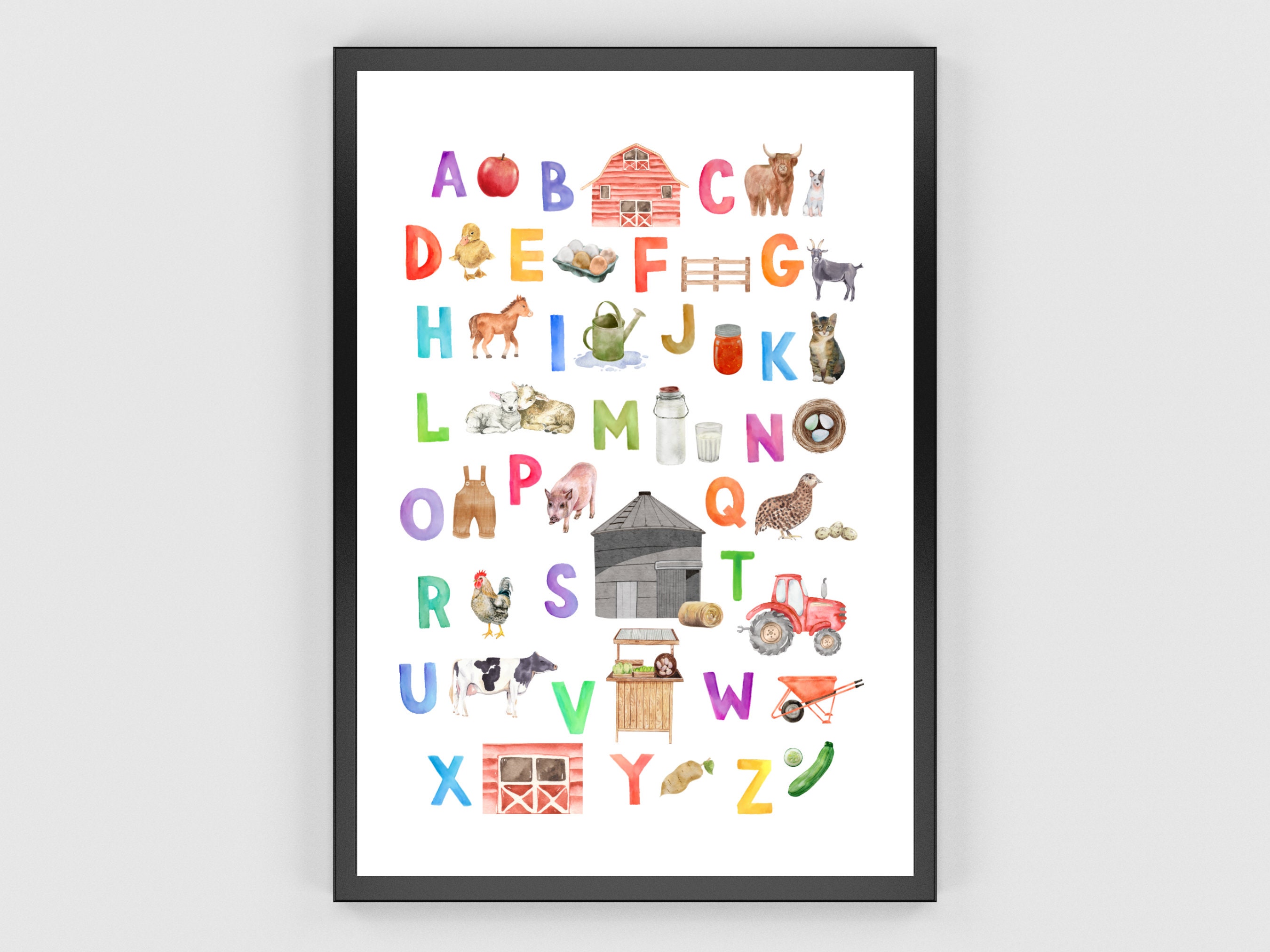 Farm Alphabet Print, Digital Download, Farm Nursery Decor, Animal Print ...