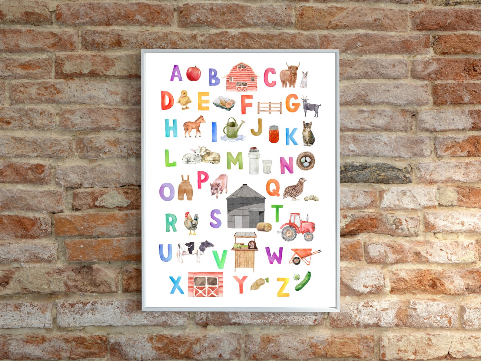 Farm Alphabet Print, Digital Download, Farm Nursery Decor, Animal Print ...