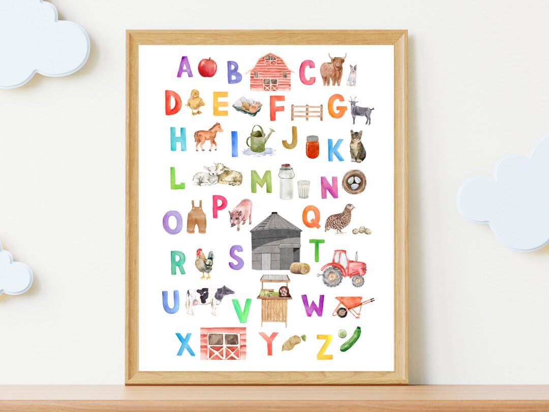 Farm Alphabet Print, Digital Download, Farm Nursery Decor, Animal Print ...