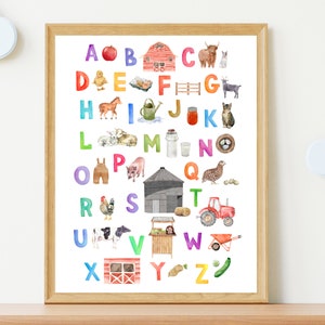 Farm Alphabet Print, Digital Download, Farm Nursery Decor, Animal Print ...