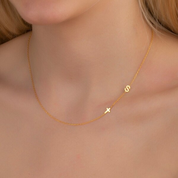 Cross Necklace Initial - Etsy