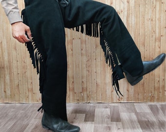 Custom Made Western Fringe Chinks Sand Color Suede Chinks Floral ...