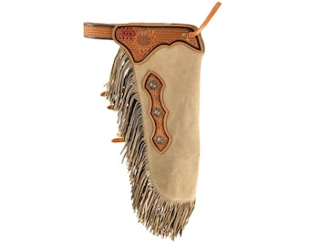 Custom Made Western Fringe Chinks Sand Color Suede Chinks Floral ...