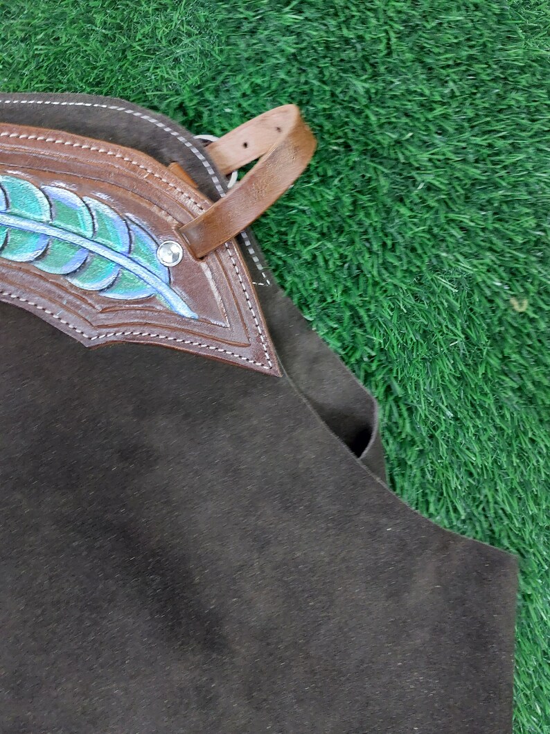 Custom Made Western Fringe Chinks Sand Color Suede Chinks Floral ...