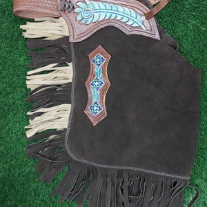 Custom Made Western Fringe Chinks Sand Color Suede Chinks Floral ...