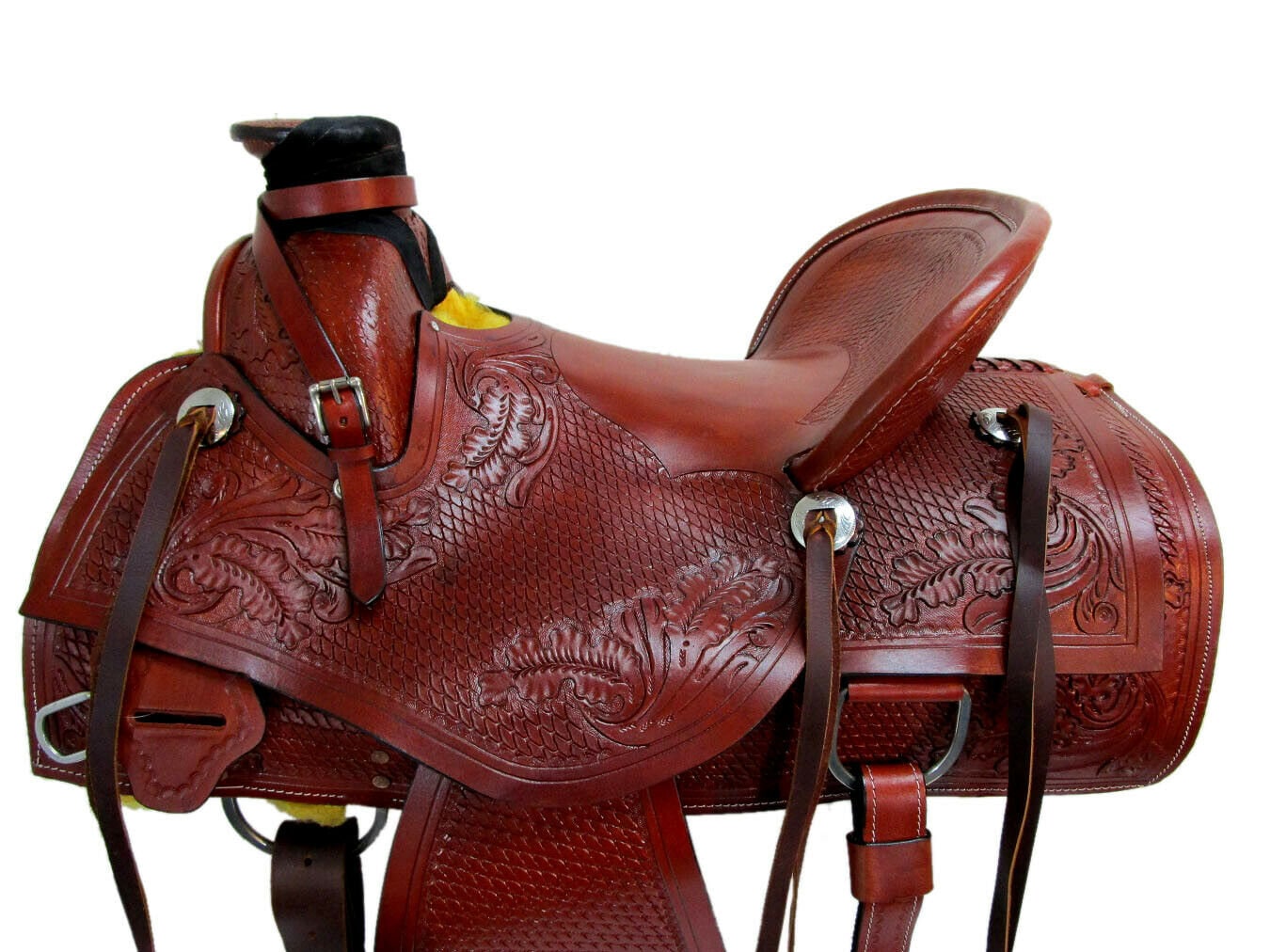 Leather Western Floral Hand Tooled Wade Saddle With Tack Set Brown - Etsy