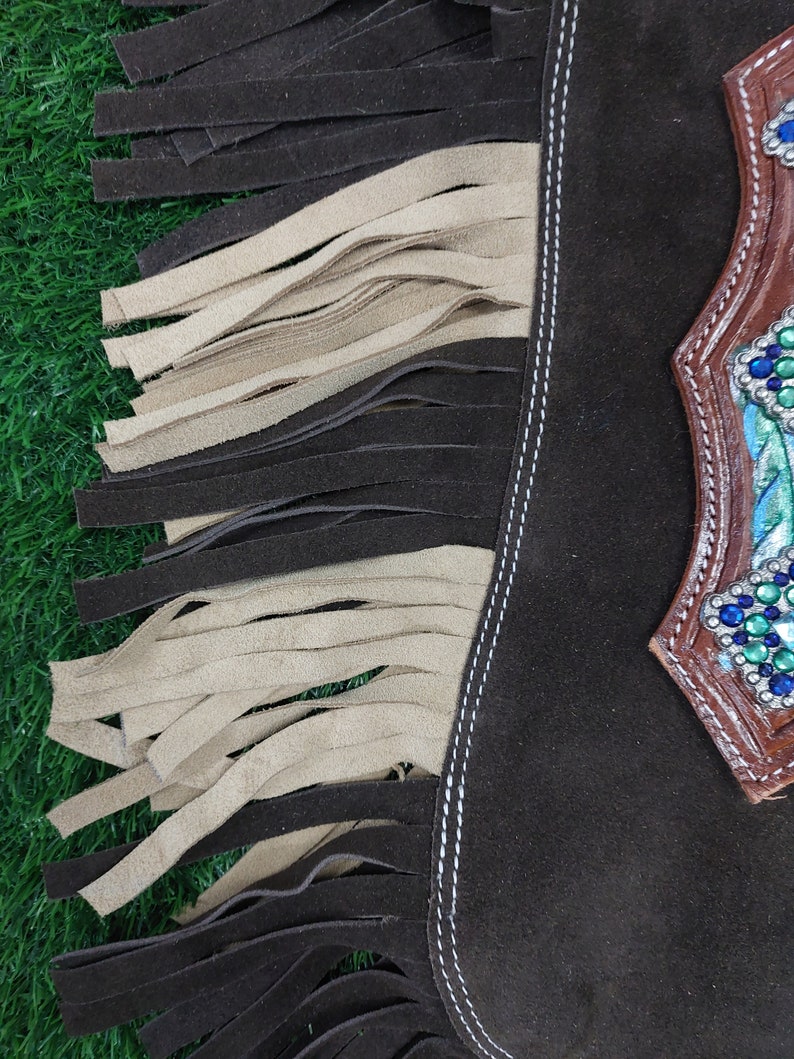 Custom Made Western Fringe Chinks Sand Color Suede Chinks Floral ...
