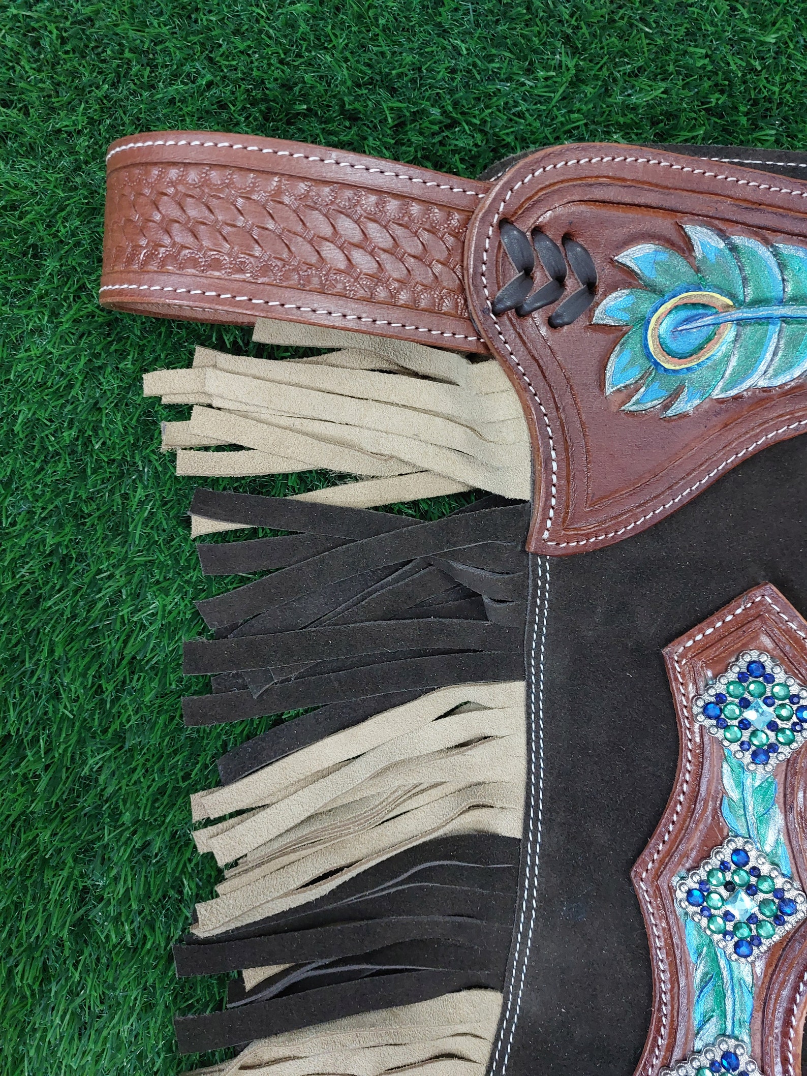 Custom Made Western Fringe Chinks Sand Color Suede Chinks Floral ...