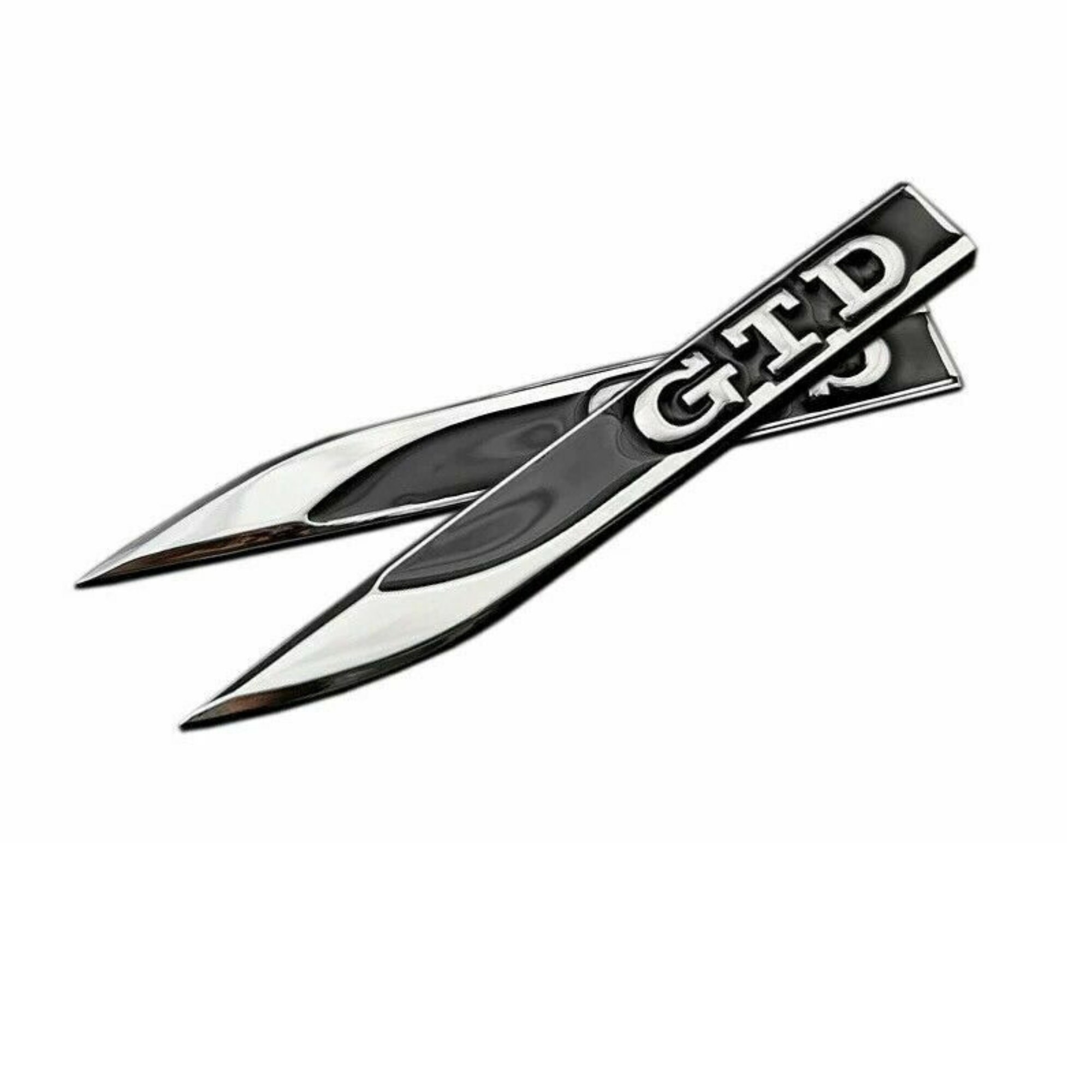 Set of 2 GTD Badge Chrome Logo Side Wing Emblem Blade GTD Series Silver ...