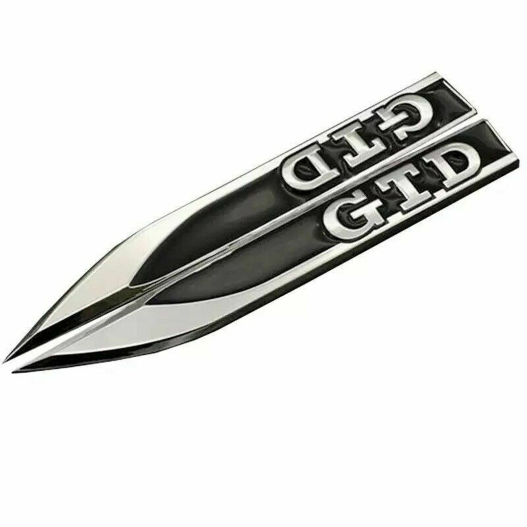 Set of 2 GTD Badge Chrome Logo Side Wing Emblem Blade GTD Series Silver ...