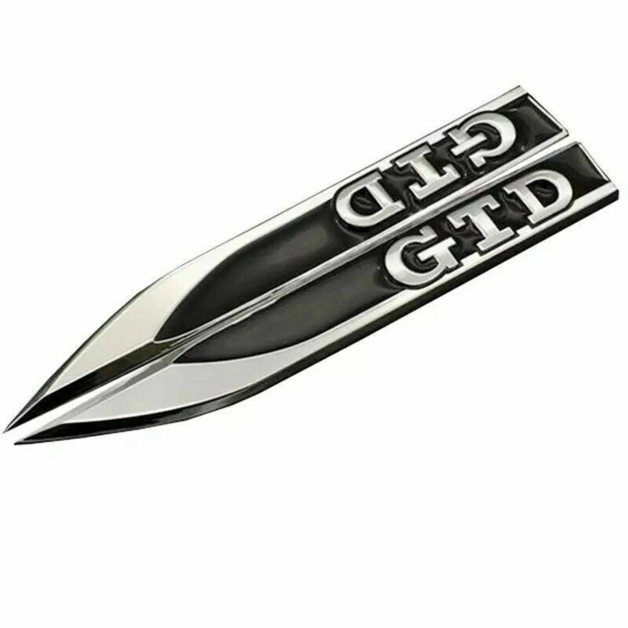 Set of 2 GTD Badge Chrome Logo Side Wing Emblem Blade GTD Series Silver ...