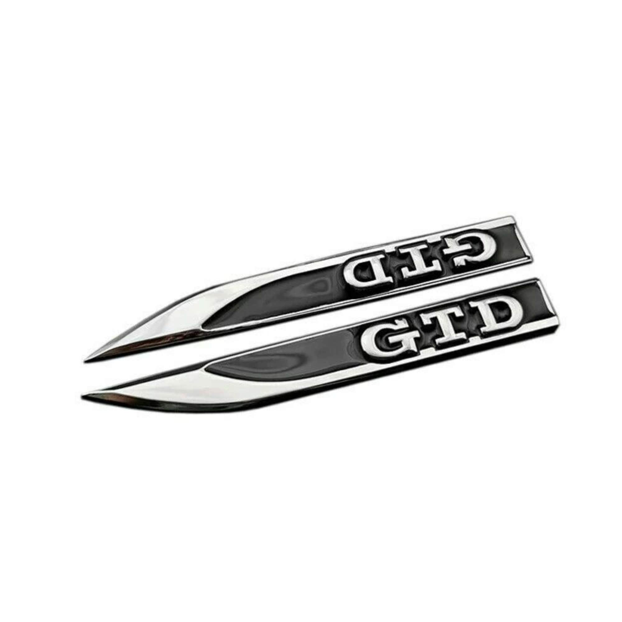 Set of 2 GTD Badge Chrome Logo Side Wing Emblem Blade GTD Series Silver ...