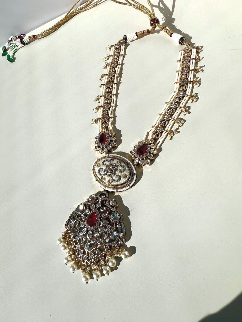 22k Gold Plated Maala Set W Jhumka W Premium Quality Moissanite Stones ...