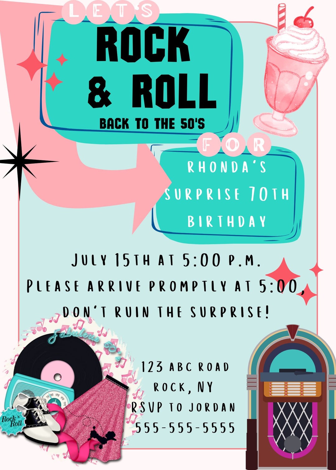 50's Themed Birthday Invitation - Etsy