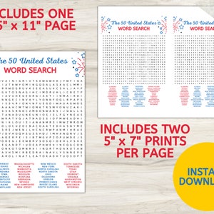 Patriotic Printable Word Search - United States | Instant Download ...
