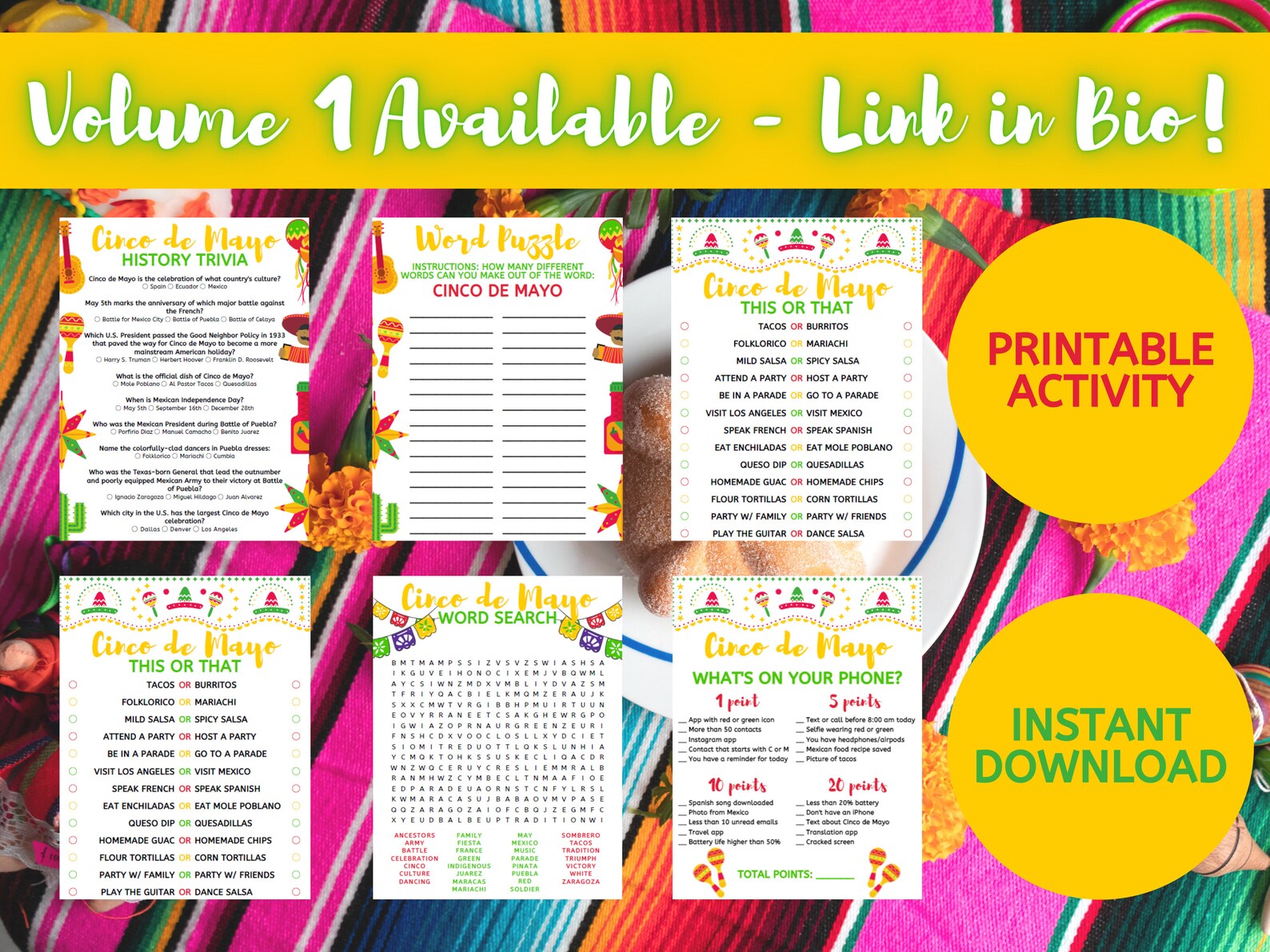Cinco De Mayo Printable Game Bundle Fun Educational - Etsy