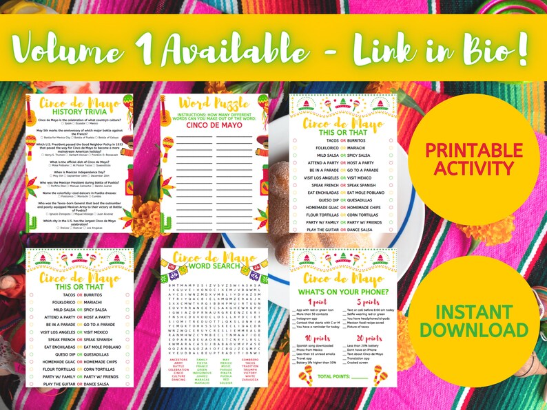Cinco De Mayo Printable Game Bundle Fun Educational - Etsy