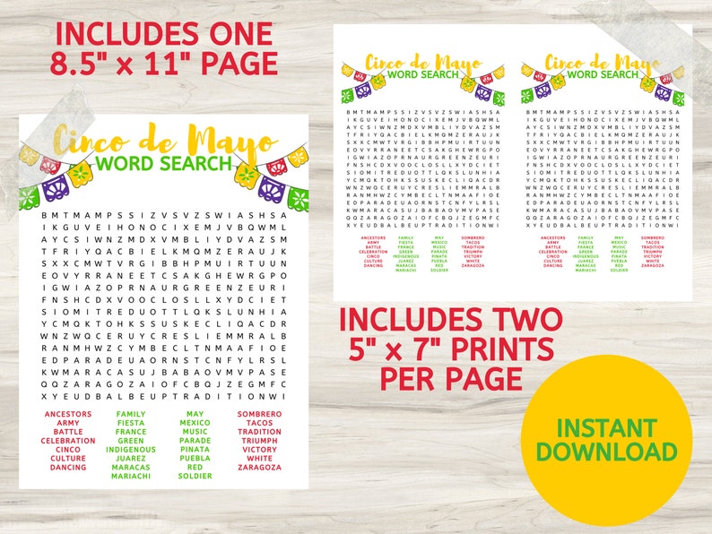 Cinco De Mayo Word Search Printable | Office Party | Party Games for ...