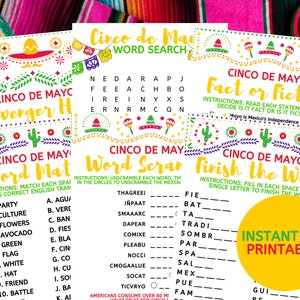 Cinco De Mayo Printable Game Bundle | Fun Educational Activities for ...