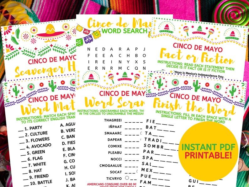 Cinco De Mayo Printable Game Bundle | Fun Educational Activities for ...