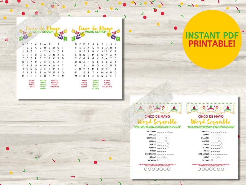 Cinco De Mayo Printable Game Bundle | Fun Educational Activities for ...