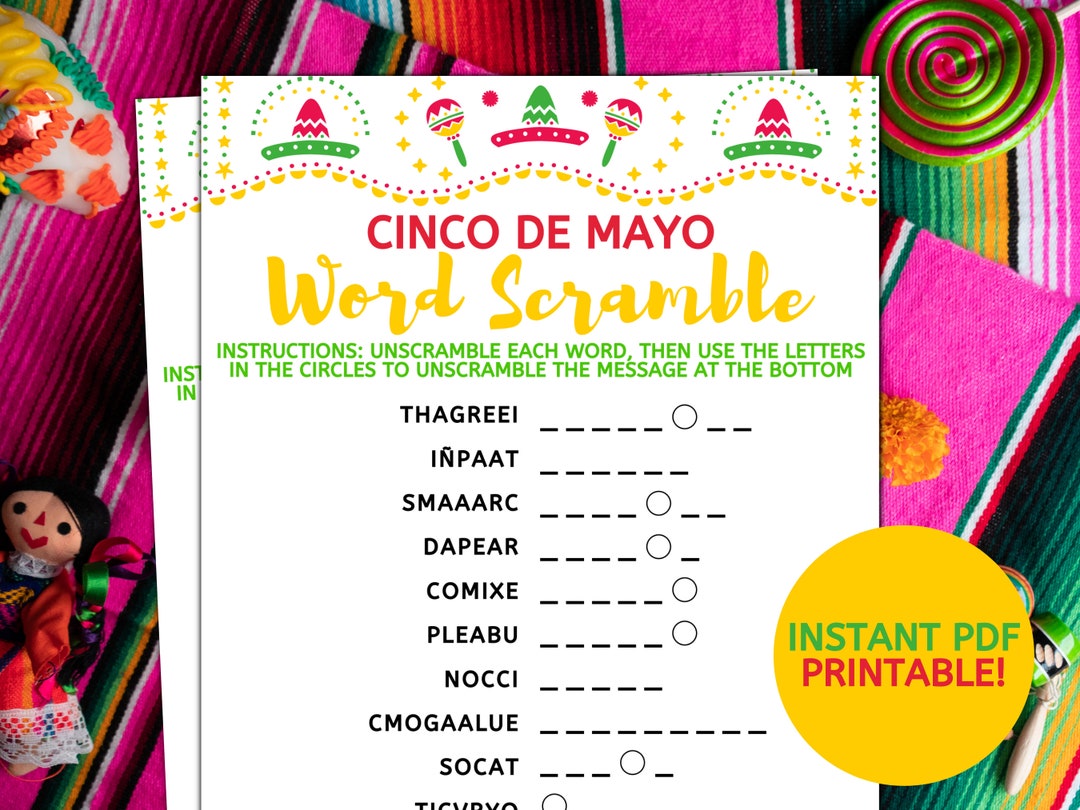 Cinco De Mayo Word Scramble Game – Fiesta Party Printable (PDF) - Etsy