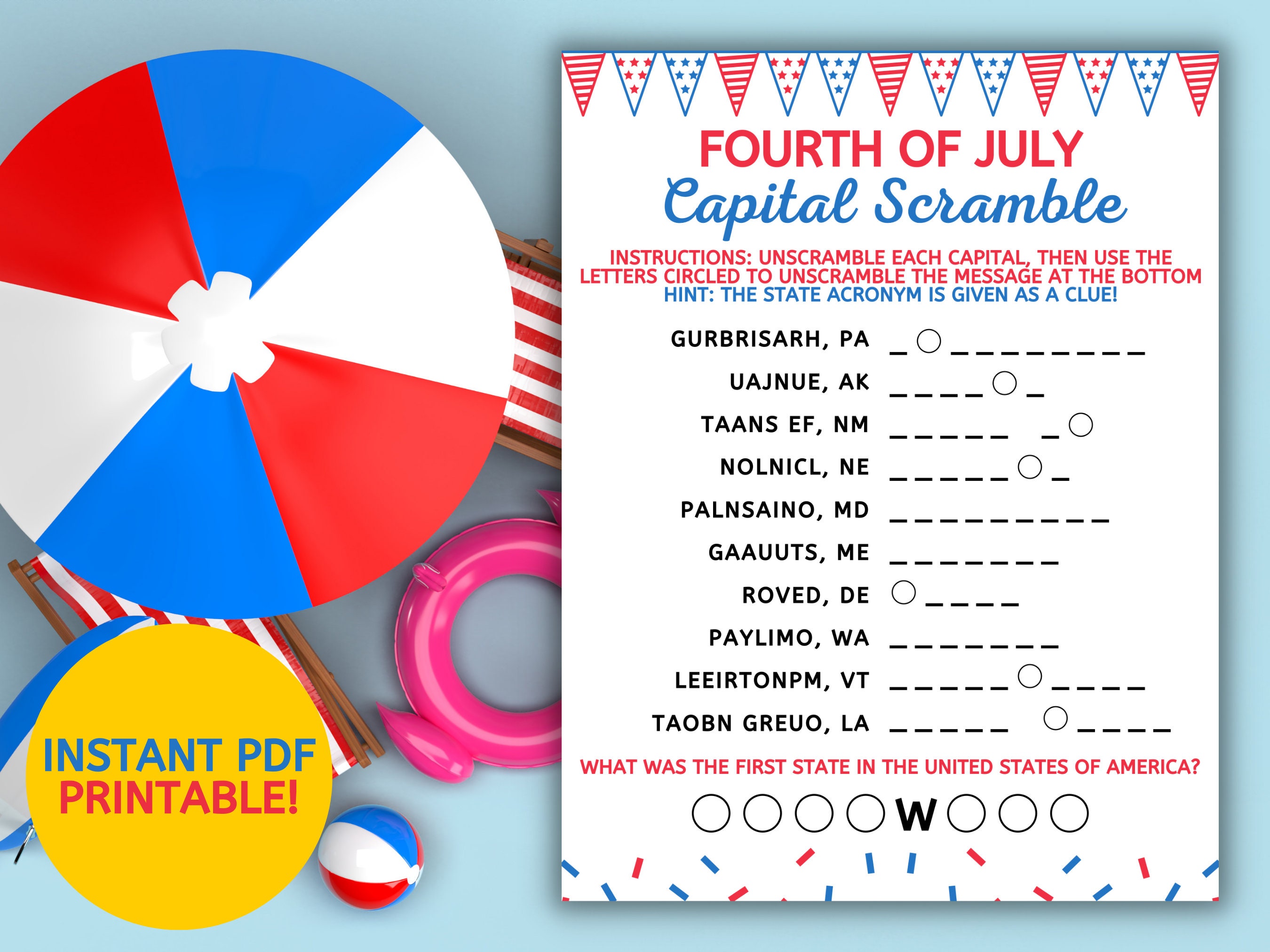 Fourth of July Game Bundle Printable | Games for Office | Independence ...