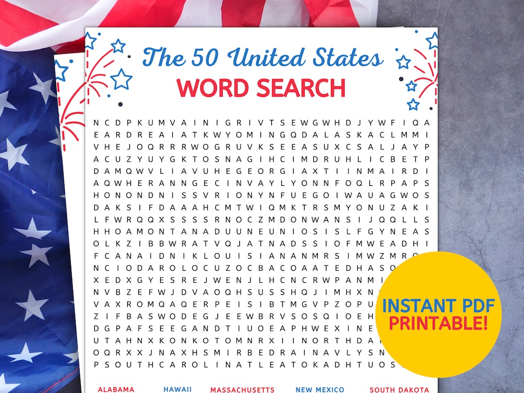 Patriotic Printable Word Search - United States | Instant Download ...