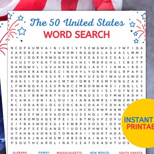 Patriotic Printable Word Search - United States | Instant Download ...