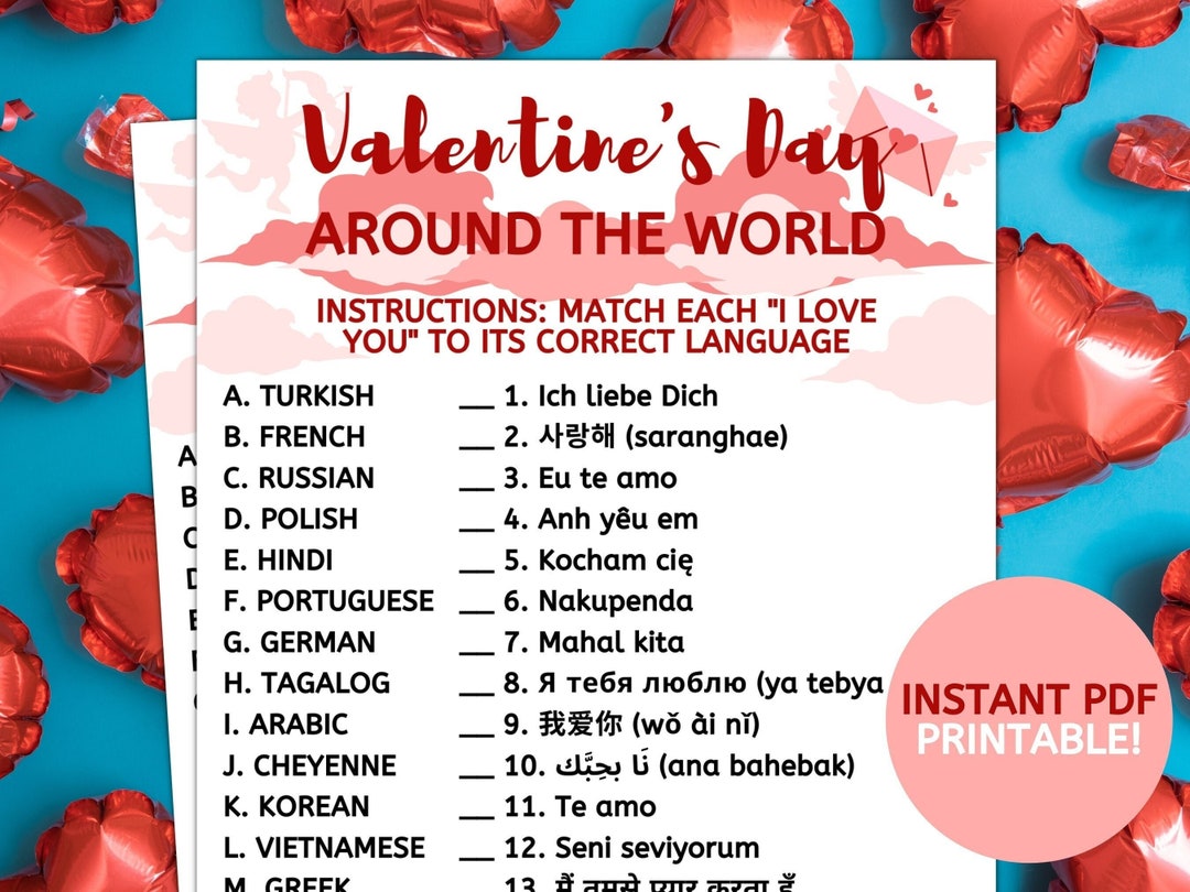 Valentine's Day Printable Game | Word Match | Office Party | Party ...