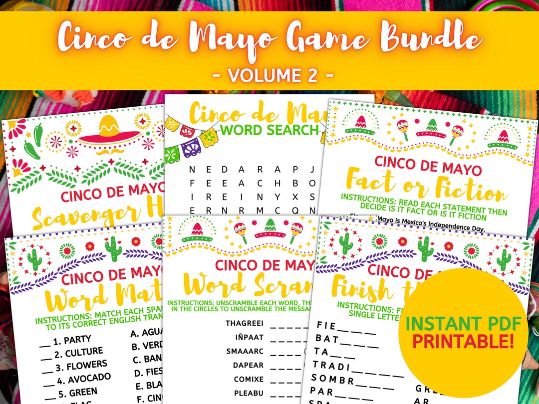 Cinco De Mayo Printable Game Bundle | Fun Educational Activities for ...
