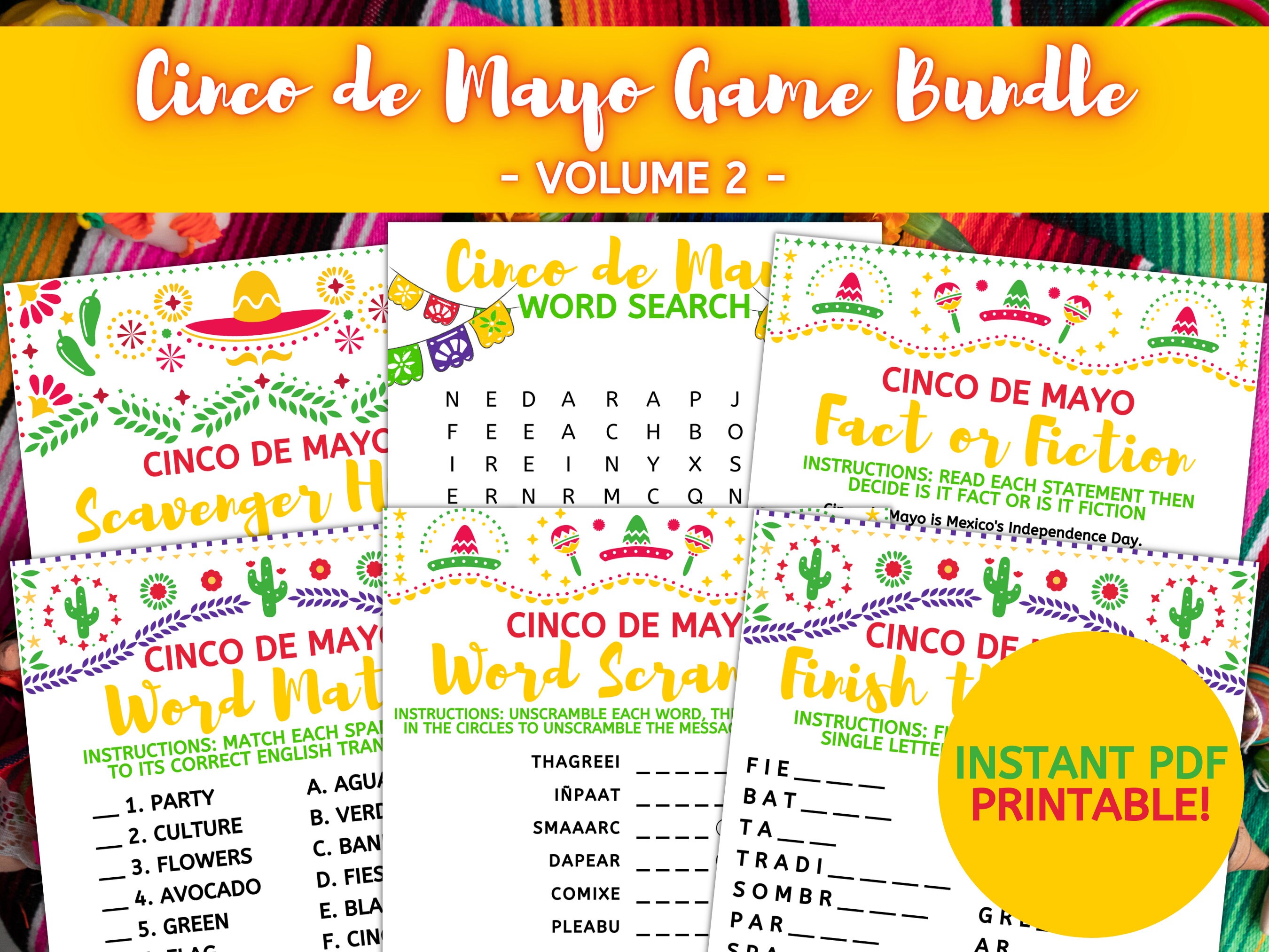 Cinco De Mayo Printable Game Bundle | Fun Educational Activities for ...