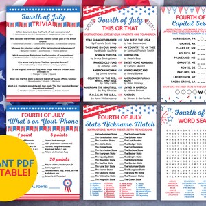 Fourth of July Game Bundle Printable | Games for Office | Independence ...