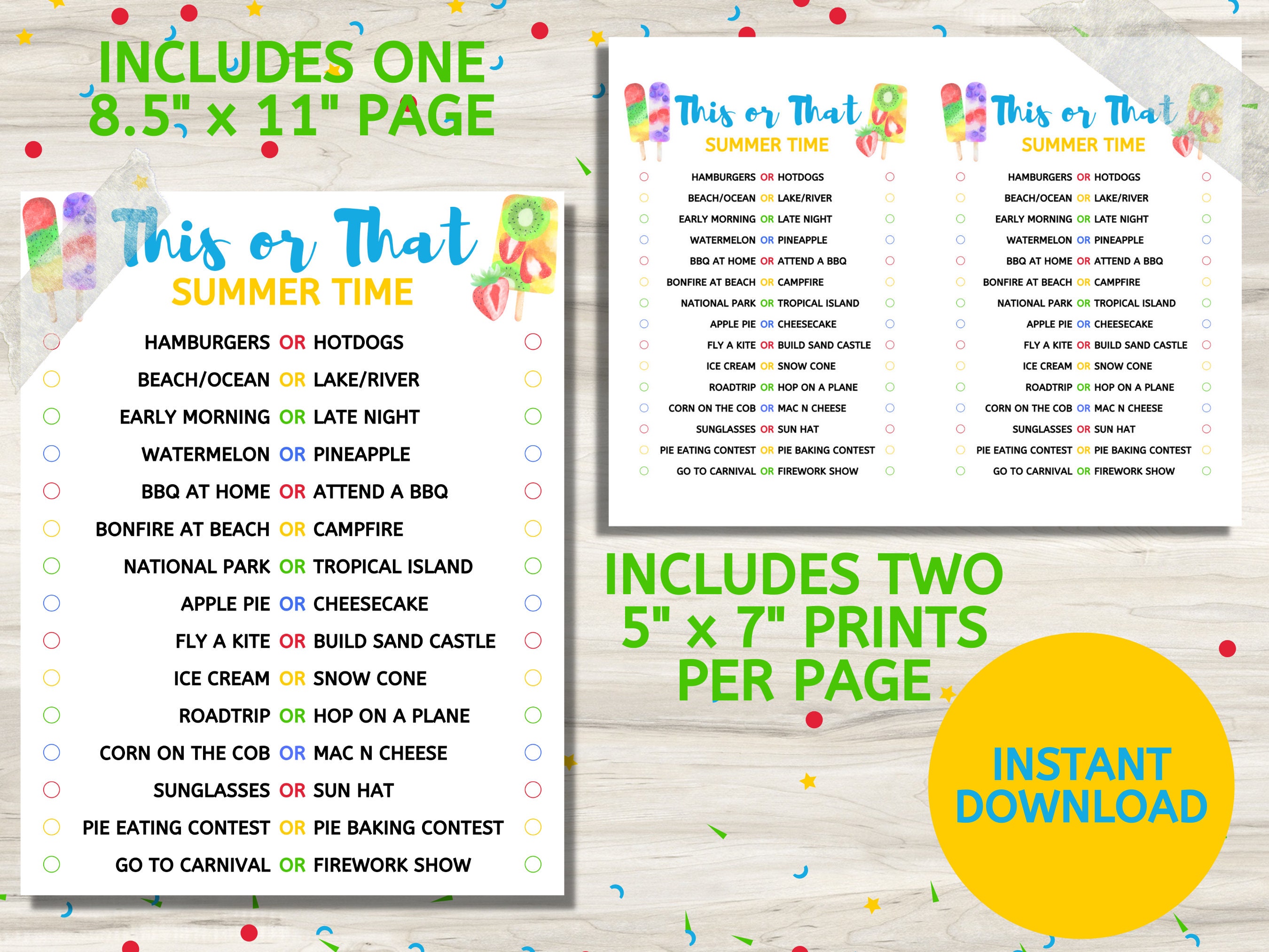 Summer Activity This or That | Printable Summer Game | Family Summer ...
