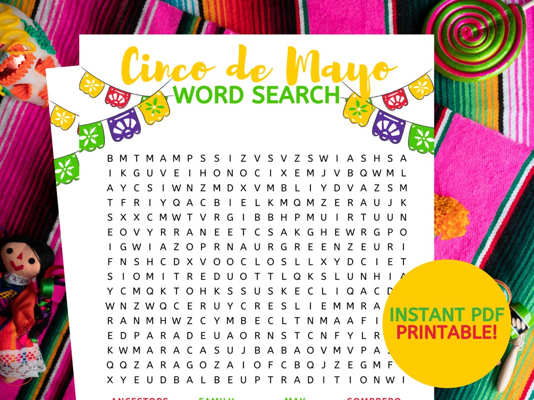 Cinco De Mayo Word Search Printable Office Party Party Games for Kids ...