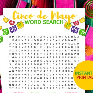 Cinco De Mayo Word Search Printable Office Party Party - Etsy