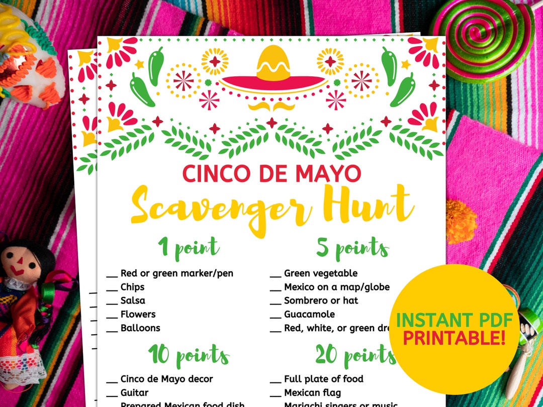 Cinco De Mayo Printable Scavenger Hunt Office Party Party Games for ...