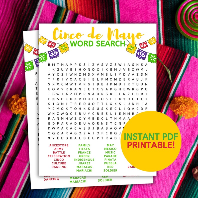 Cinco De Mayo Word Search Printable | Office Party | Party Games for ...