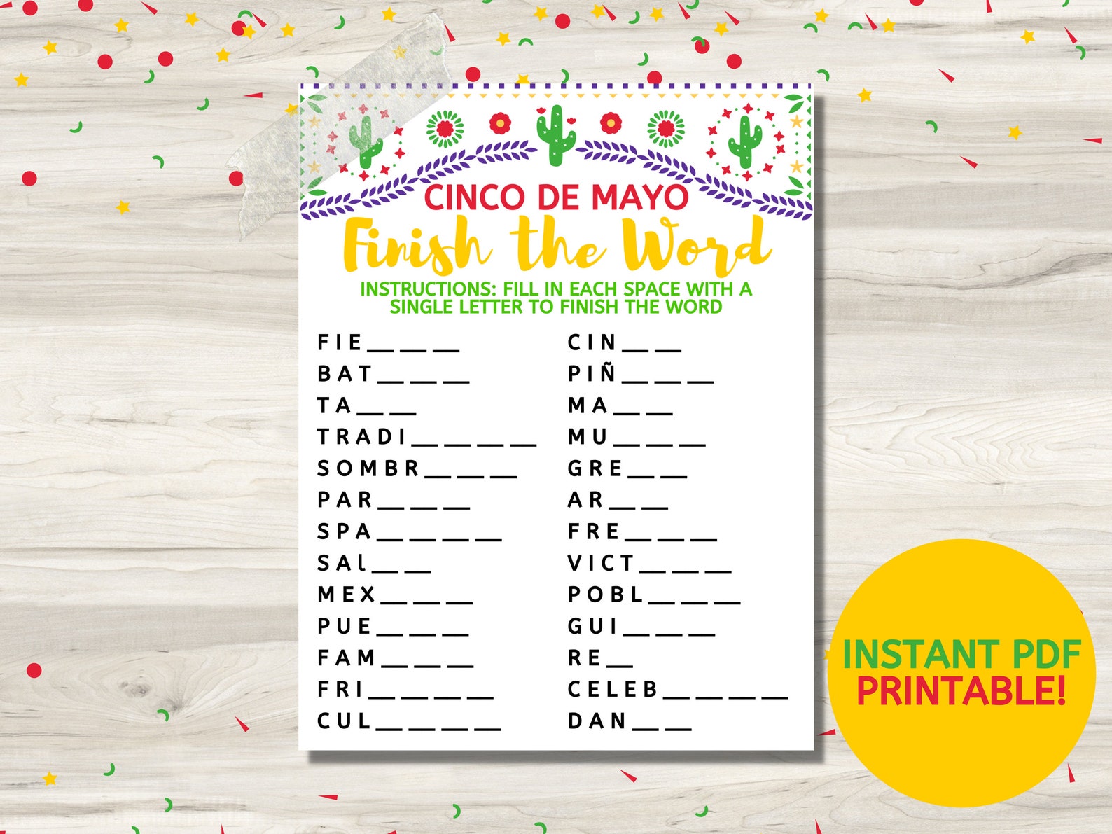 Cinco De Mayo Printable Game Bundle | Fun Educational Activities for ...