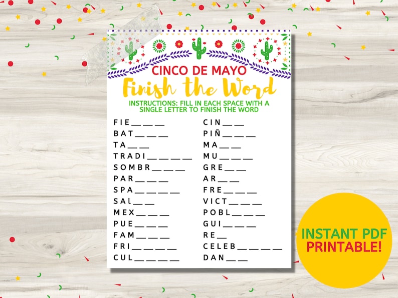 Cinco De Mayo Printable Game Bundle | Fun Educational Activities for ...