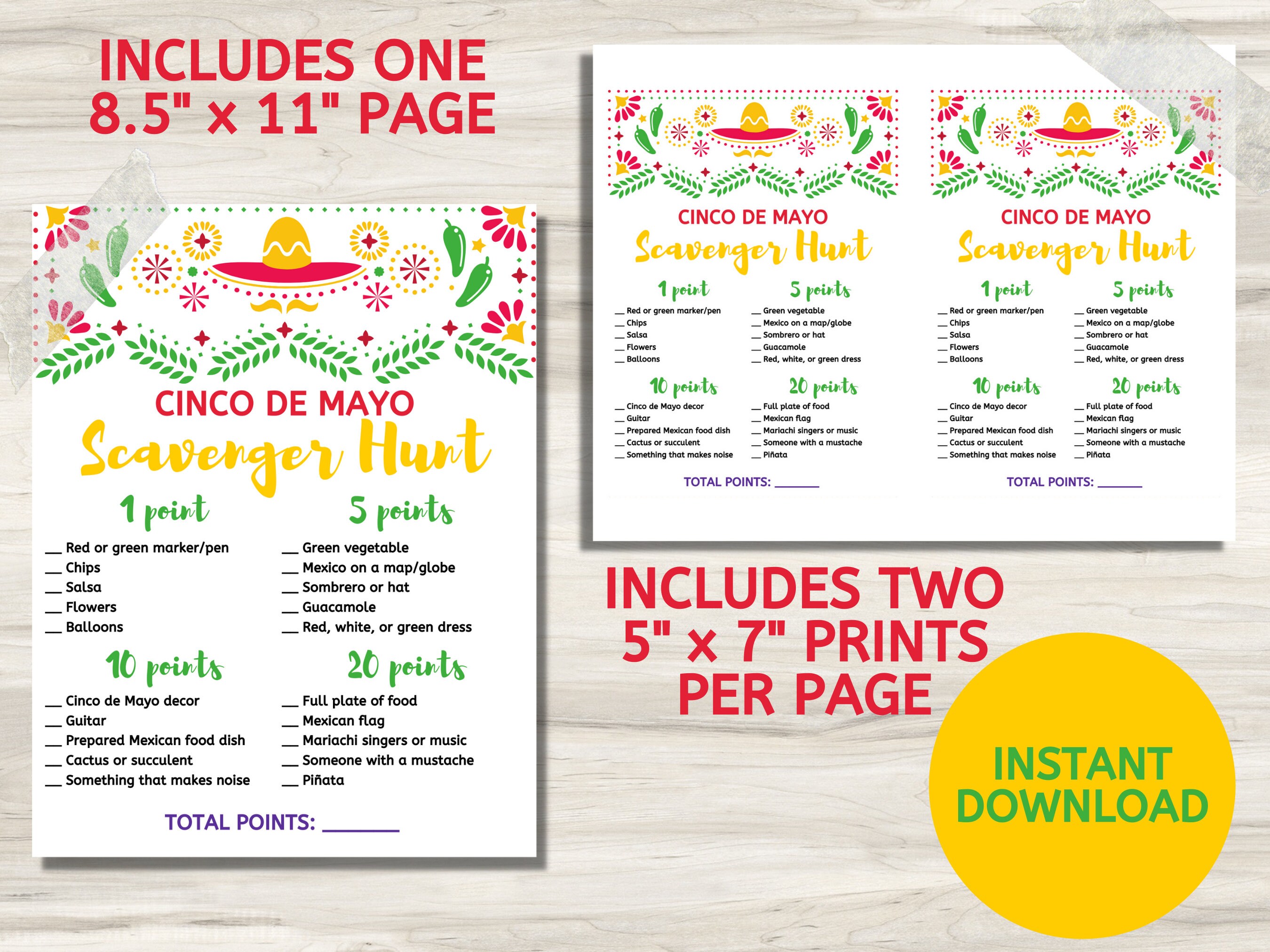 Cinco De Mayo Printable - Scavenger Hunt | Office Party | Party Games ...
