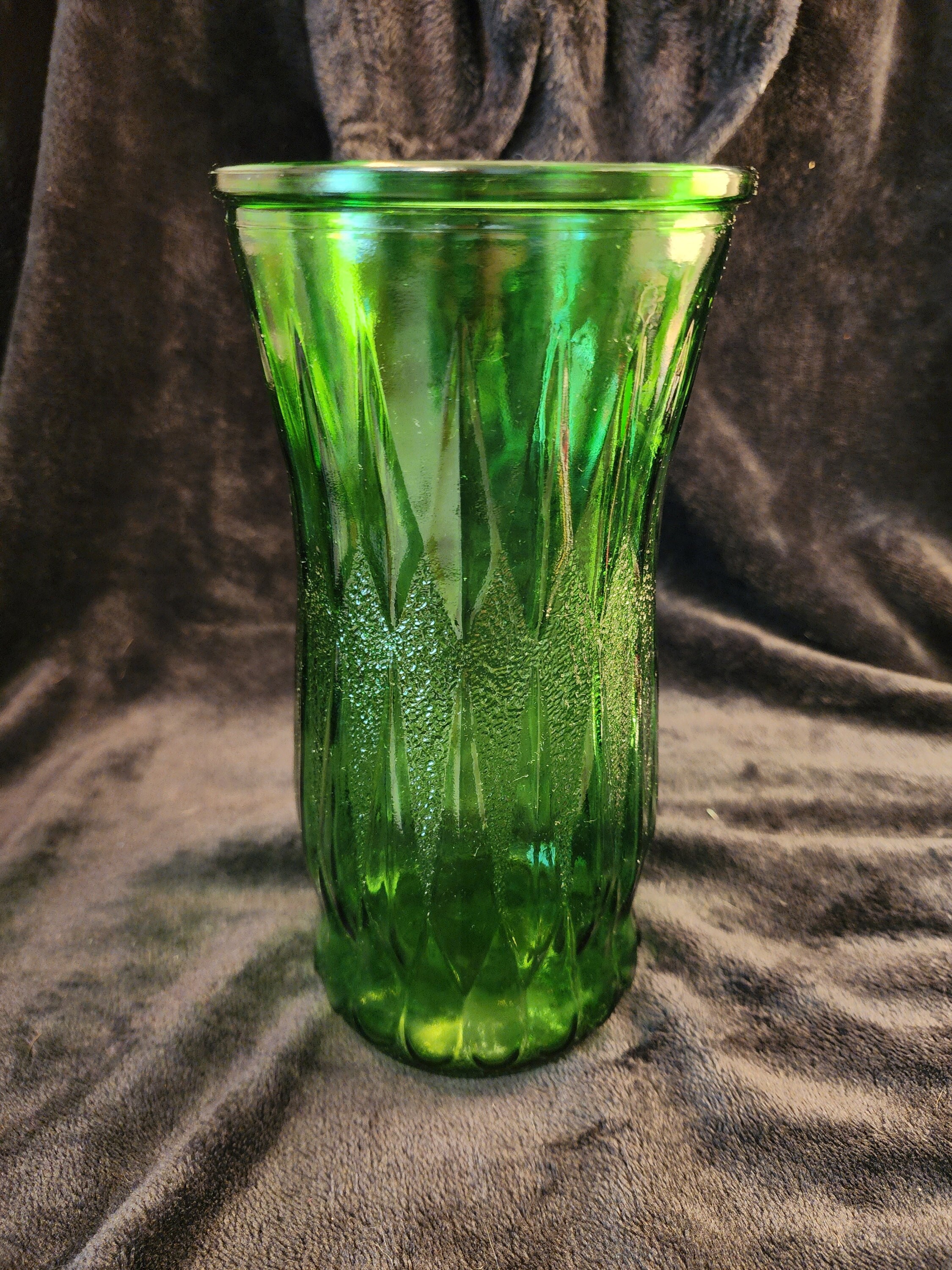 Vintage Emerald Green Glass Vase Etsy