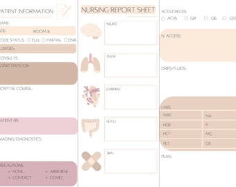 Nursing Report Sheet - Etsy
