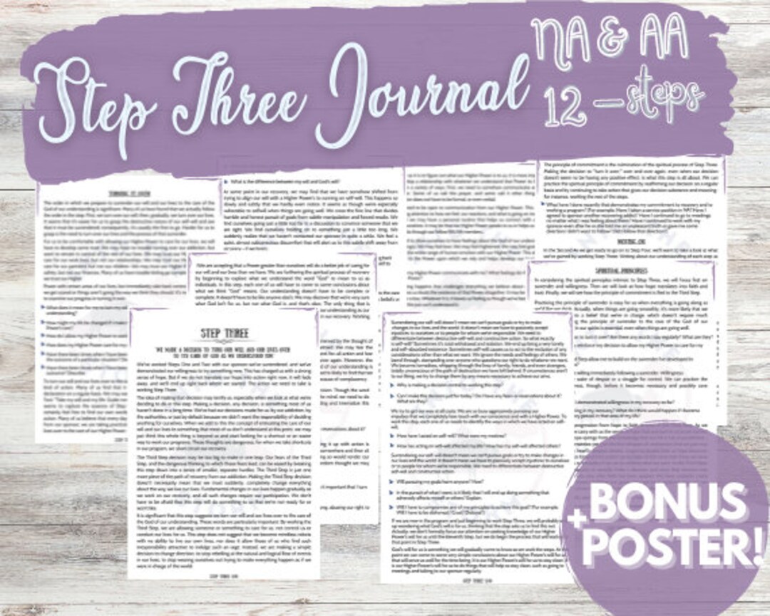 Step Three Journal, 12 Steps Journal, Addiction Recovery, Step 3 ...