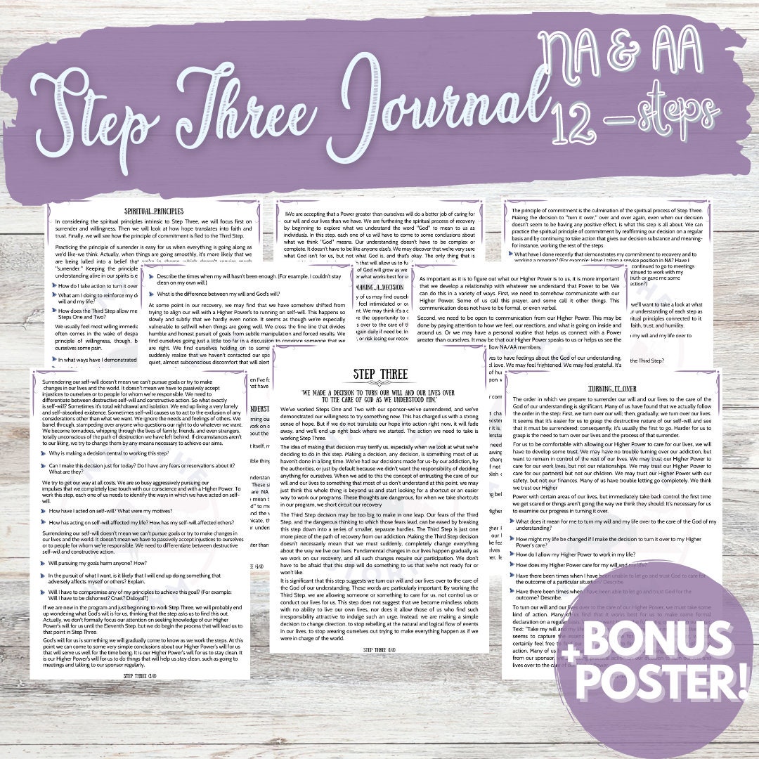 Step Three Journal, 12 Steps Journal, Addiction Recovery, Step 3 ...