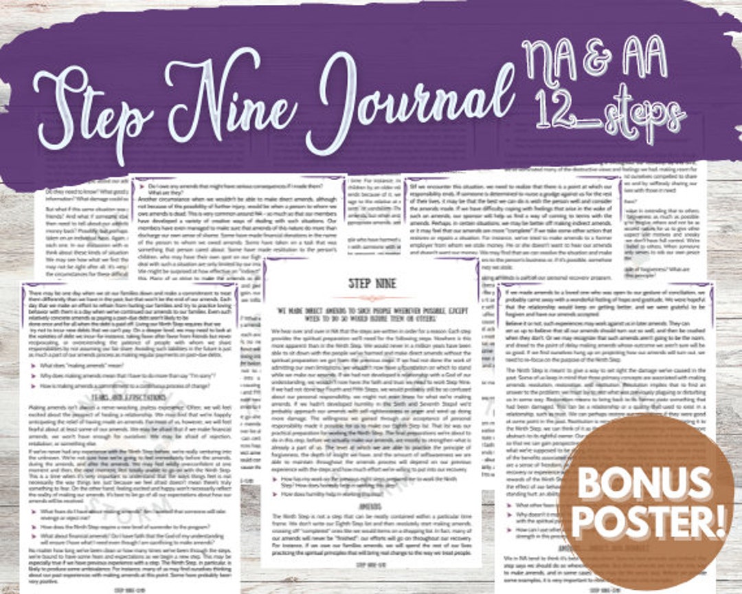 Step Nine Journal, 12 Steps Journal, Addiction Recovery, Step 9, Twelve ...