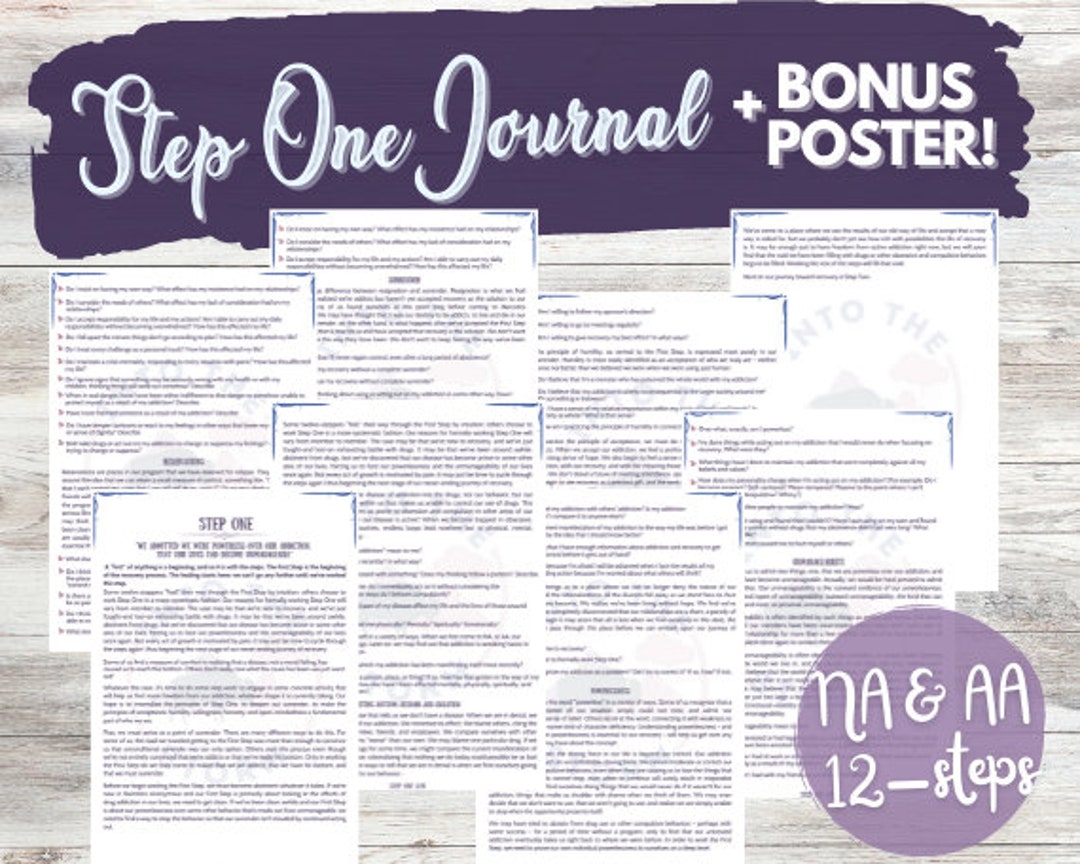 Step One Journal, 12 Steps Journal, Addiction Recovery, Step 1, Twelve ...