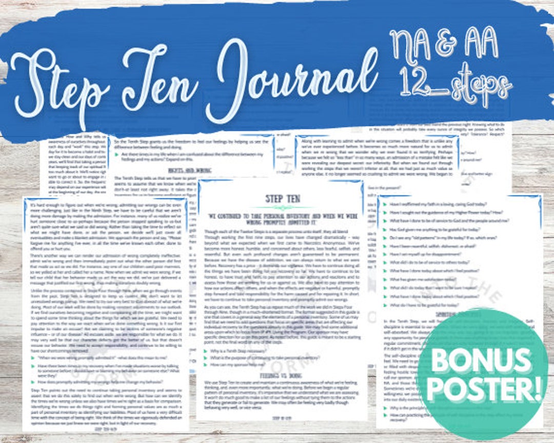 Step Ten Journal, 12 Steps Journal, Addiction Recovery, Step 10, Twelve ...