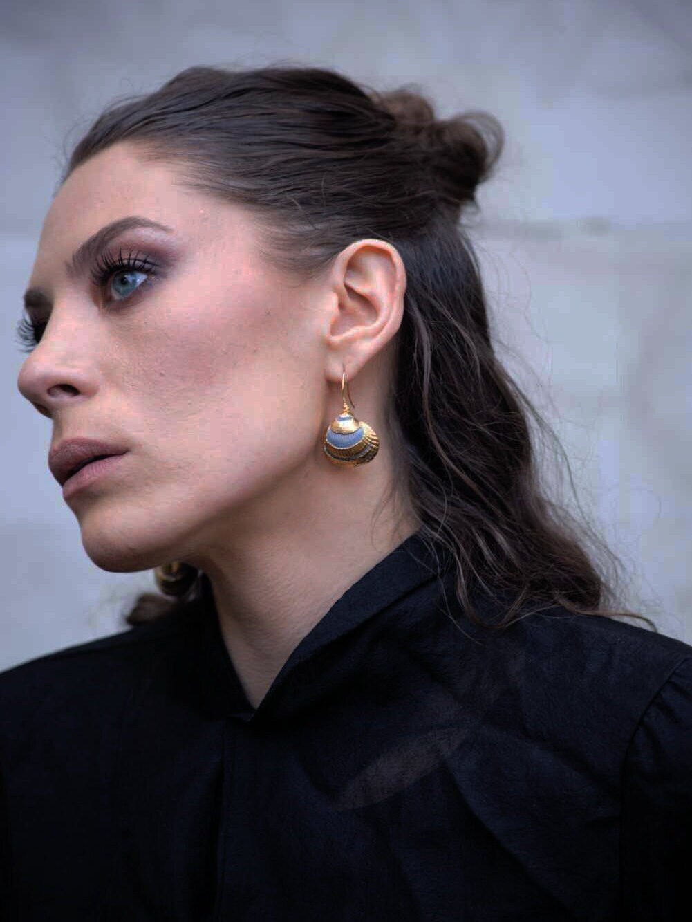 Zyre Asymmetrical Shell and Gold Earrings Modern Mismatched - Etsy UK