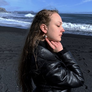 Zyre- Asymmetrical Shell and Gold Earrings, Modern Mismatched Drop ...